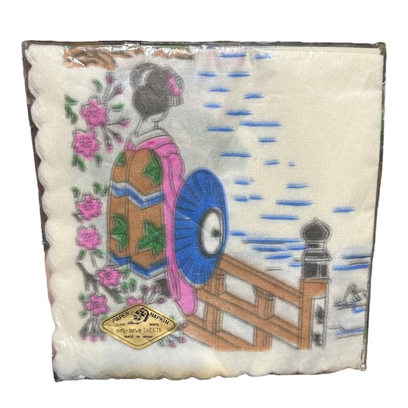 Accents | Vintage Japanese Rice Paper Napkin 2 Sheets Japan Geisha ...